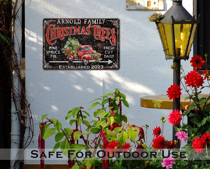 Personalized Custom Christmas Tree Farm Metal Sign Decoration Modern ...
