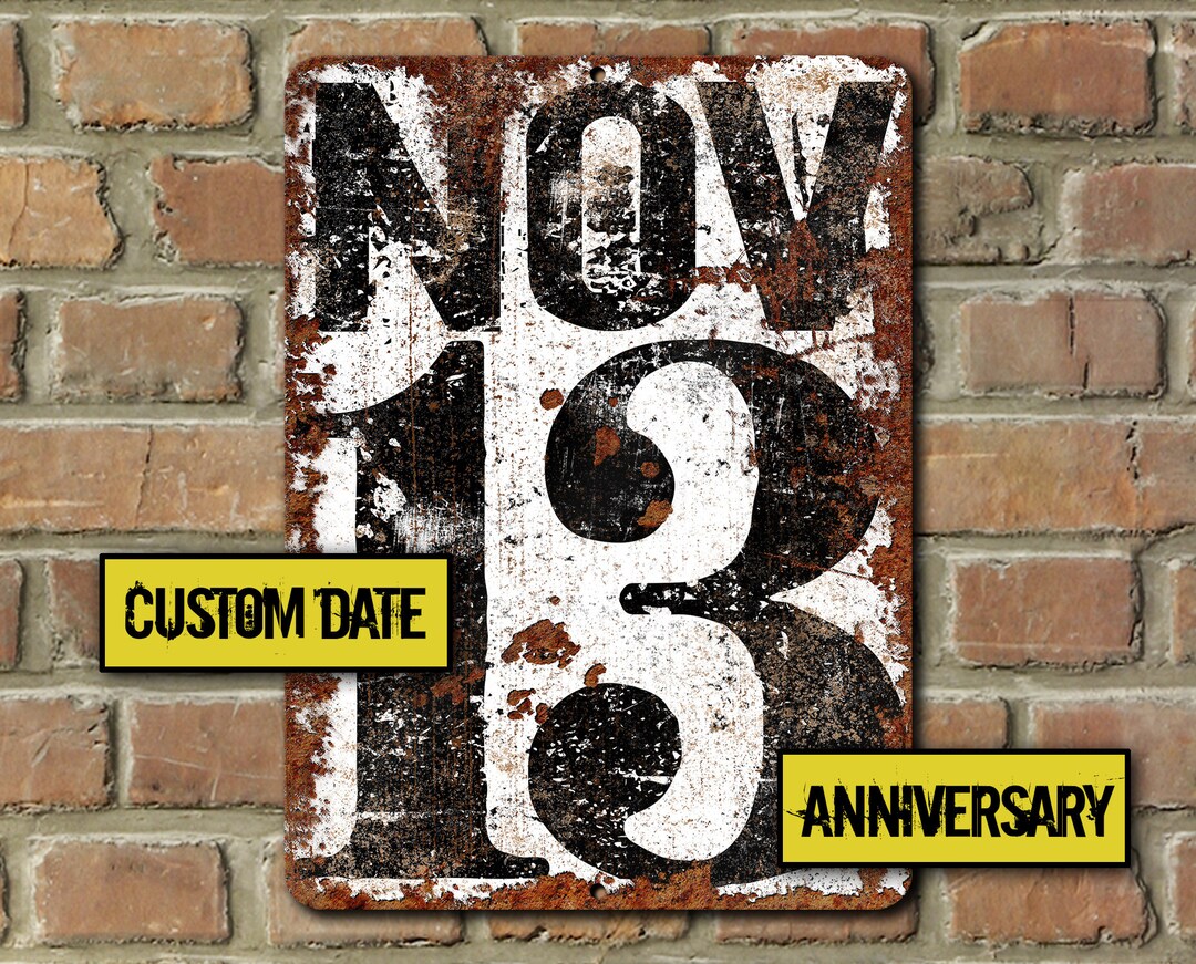 Custom Numbers Anniversary Date Sign Tin Metal Modern Farmhouse Rustic ...