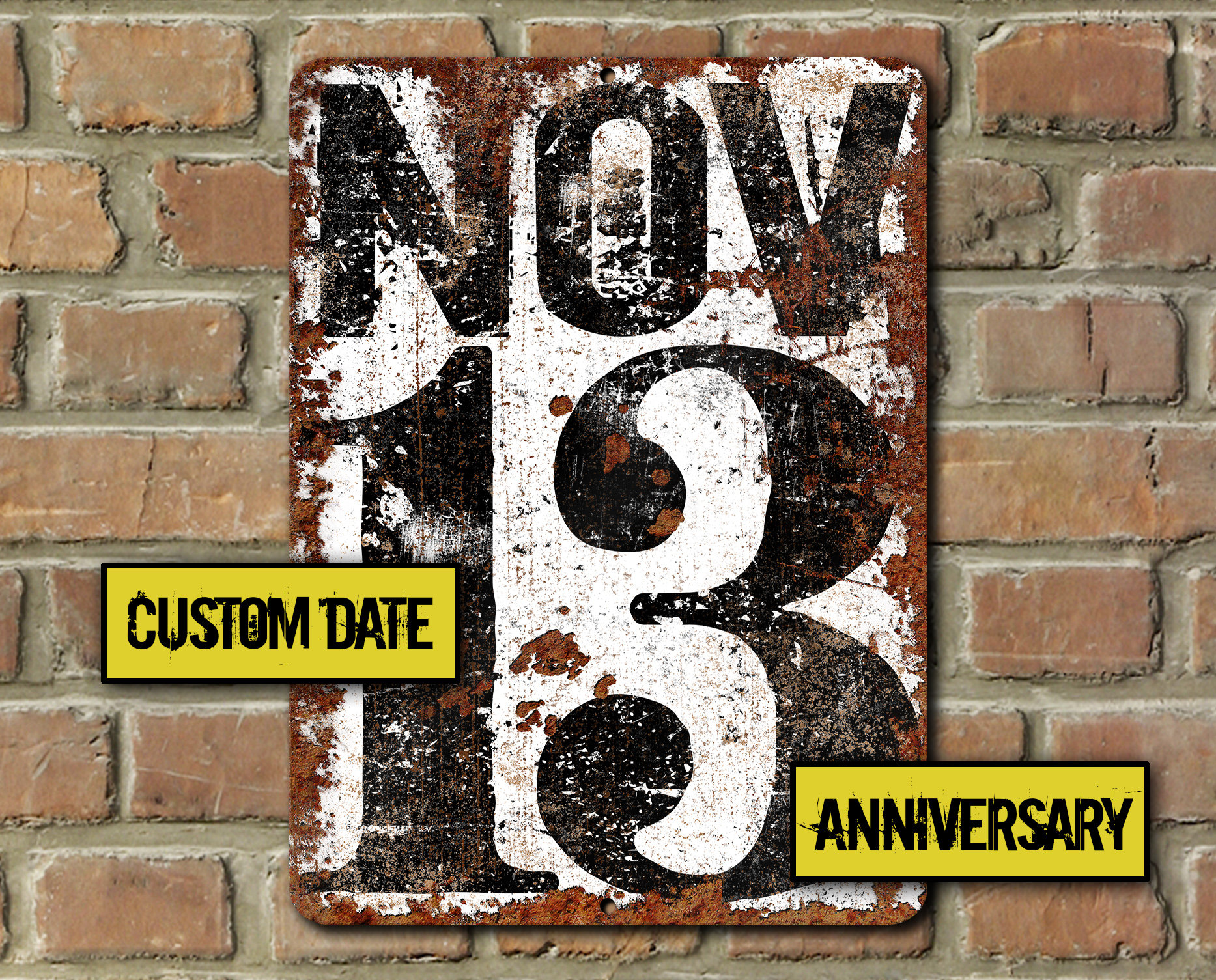 Custom Numbers Anniversary Date Sign Tin Metal Modern | Etsy