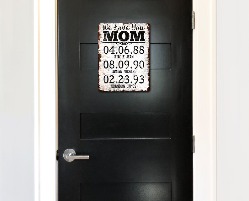 Mothers Day Gift Mom Sign With Kids Names and Birthdays Metal | Etsy