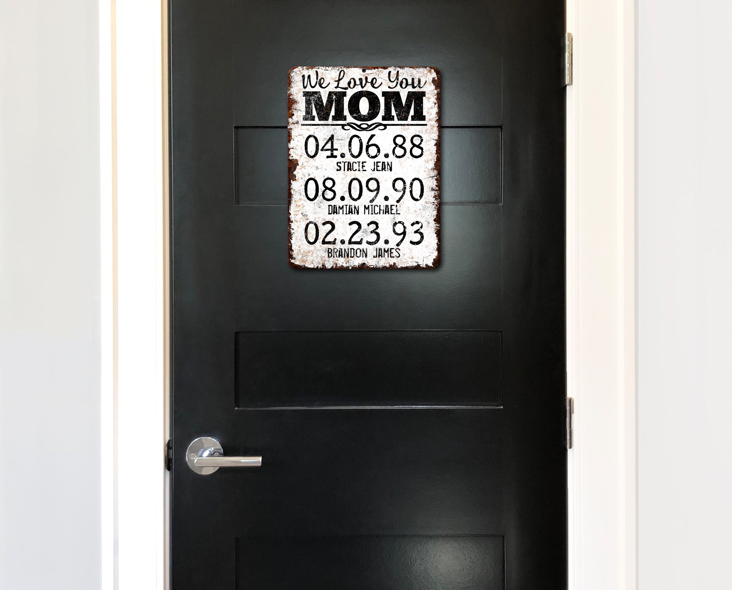 Mothers Day Gift Mom Sign With Kids Names and Birthdays Metal | Etsy