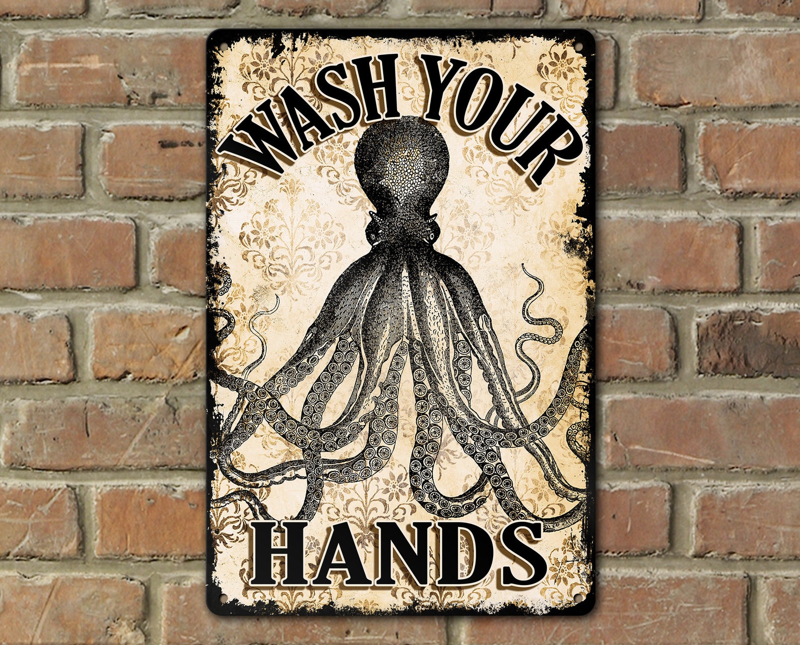 Octopus Wash Your Hands Bathroom Wall Decor Kitchen Art - Etsy