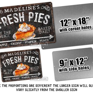 Custom FRESH PIES Metal Sign Personalized Name Porch Patio Door ...
