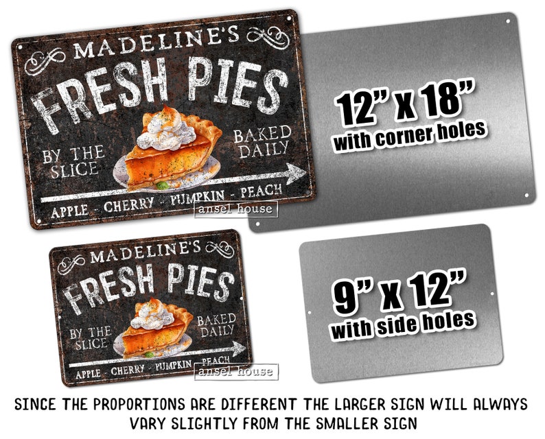 Custom FRESH PIES Metal Sign Personalized Name Porch Patio Door ...