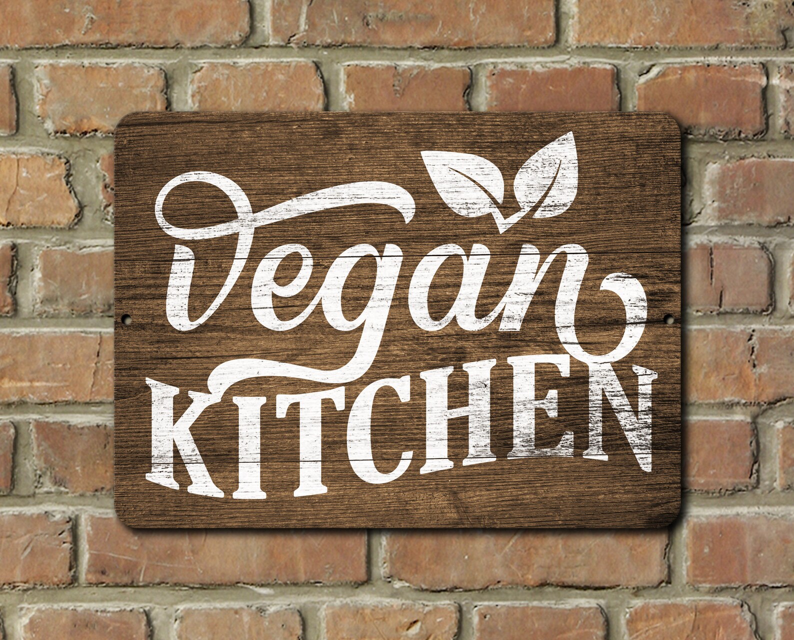 Vegan Kitchen Metal Sign Farmhouse Wall Decor Indoor Outdoor Faux Wood ...