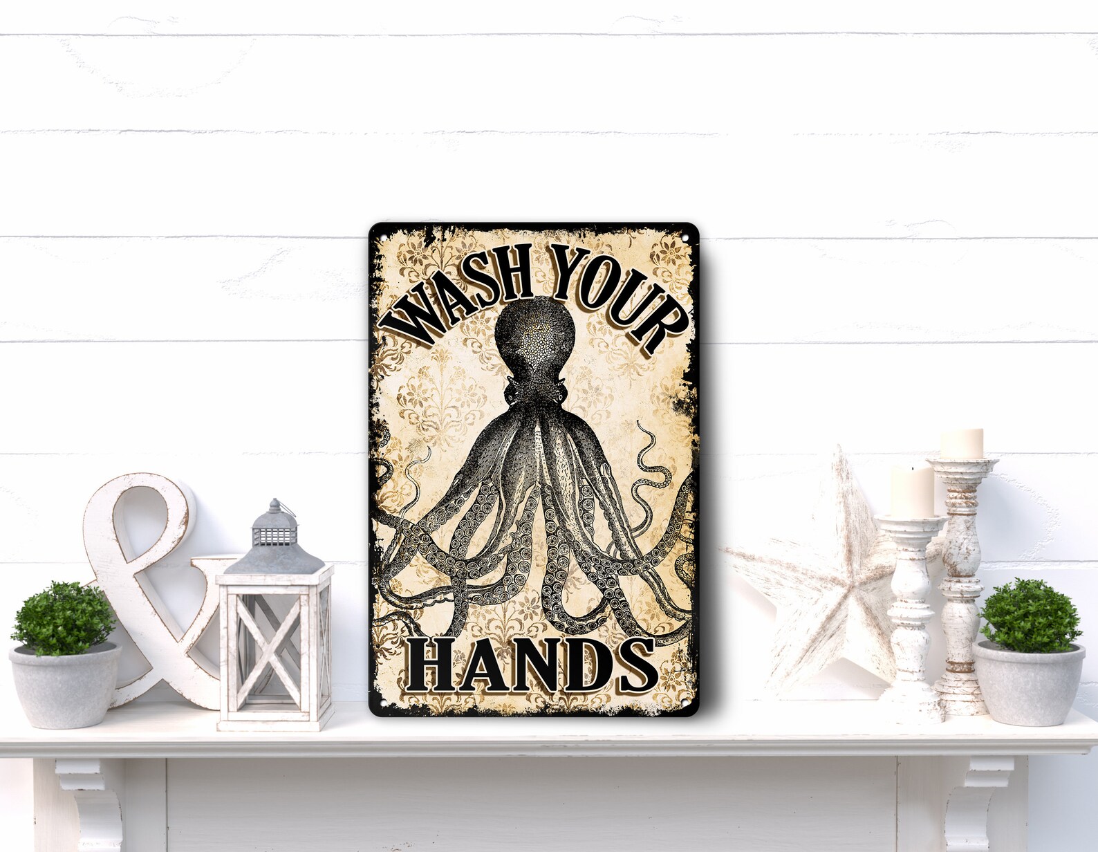 Octopus Wash Your Hands Bathroom Wall Decor Kitchen Art - Etsy