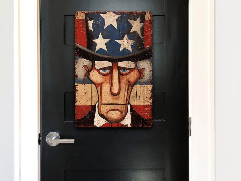 Primitive Uncle Sam July 4th Decor Metal Art Sign - Rustic Independence ...