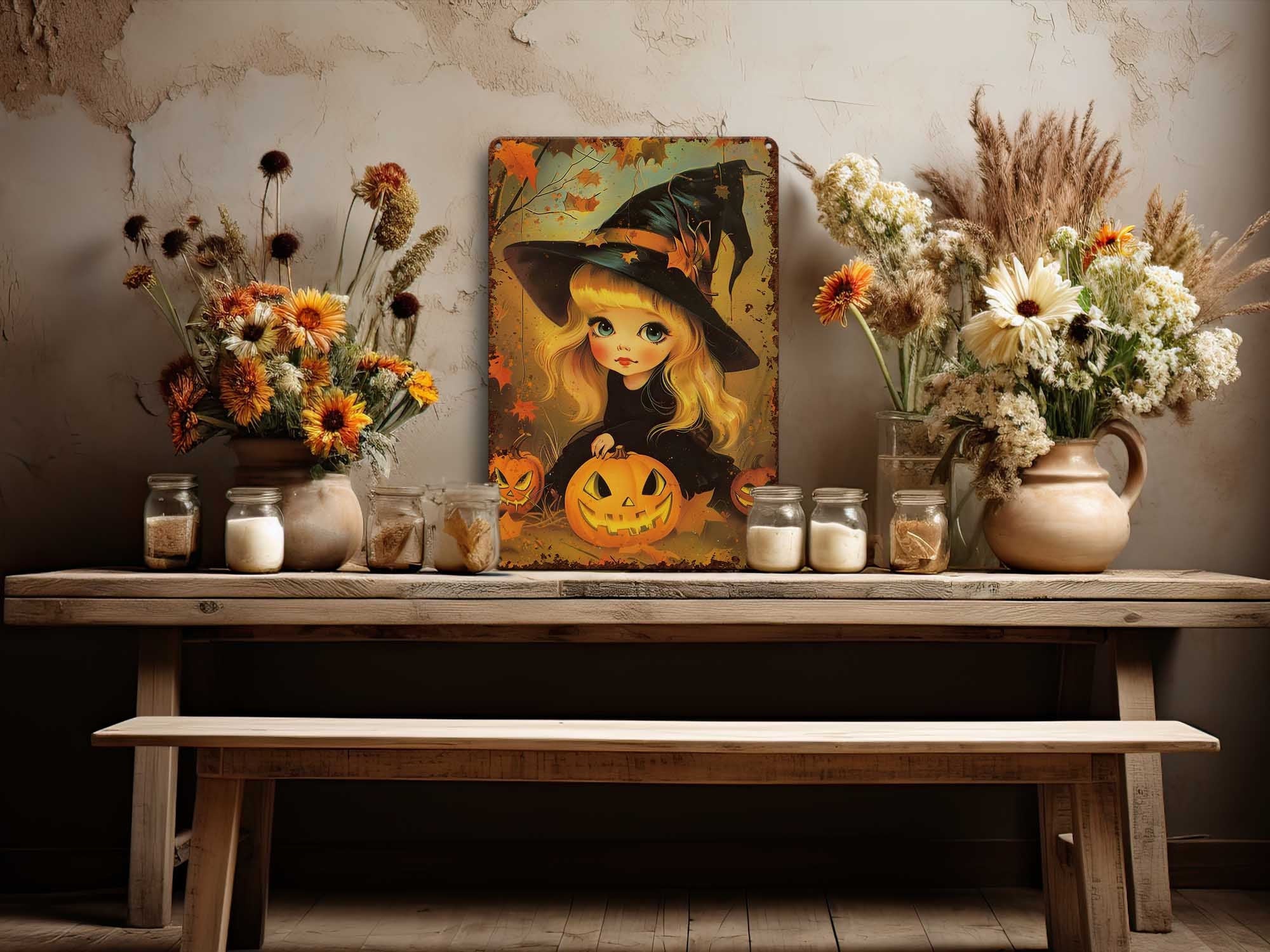 Cute Retro Kitsch Halloween Decor Art Sign - Mid Century Modern - Wall ...