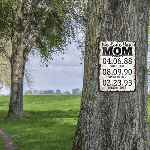 Mothers Day Gift Mom Sign With Kids Names and Birthdays Metal Farmhouse ...
