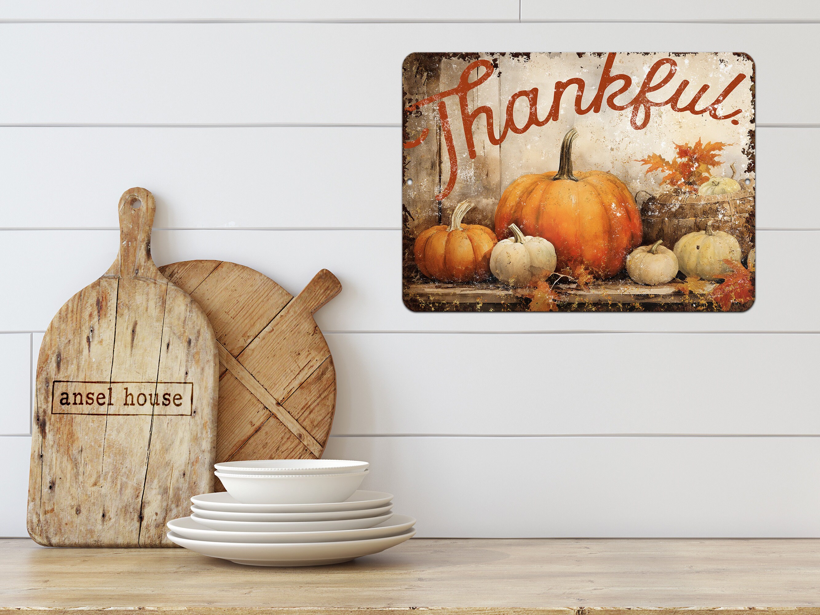 Thanksgiving Wall Decor Mantle Art Rustic Metal Sign - Indoor -outdoor ...
