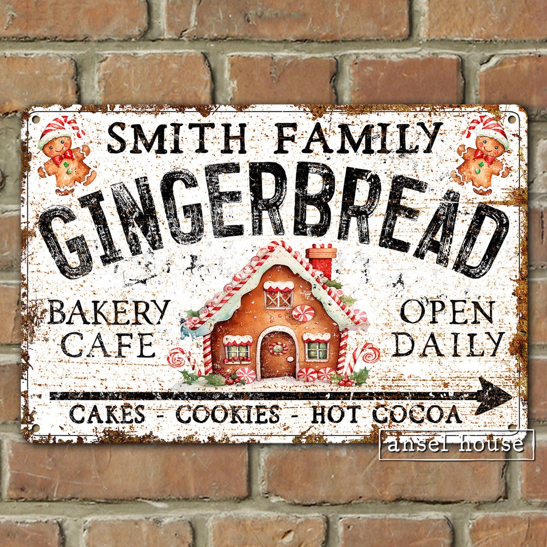 Custom Name Gingerbread Bakery Metal Sign for Indoor or Outdoor Use ...