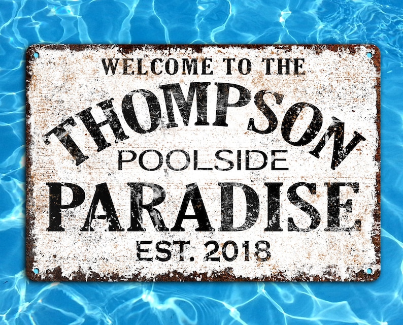 Poolside Paradise Backyard Swimming Pool Patio Sign Custom - Etsy