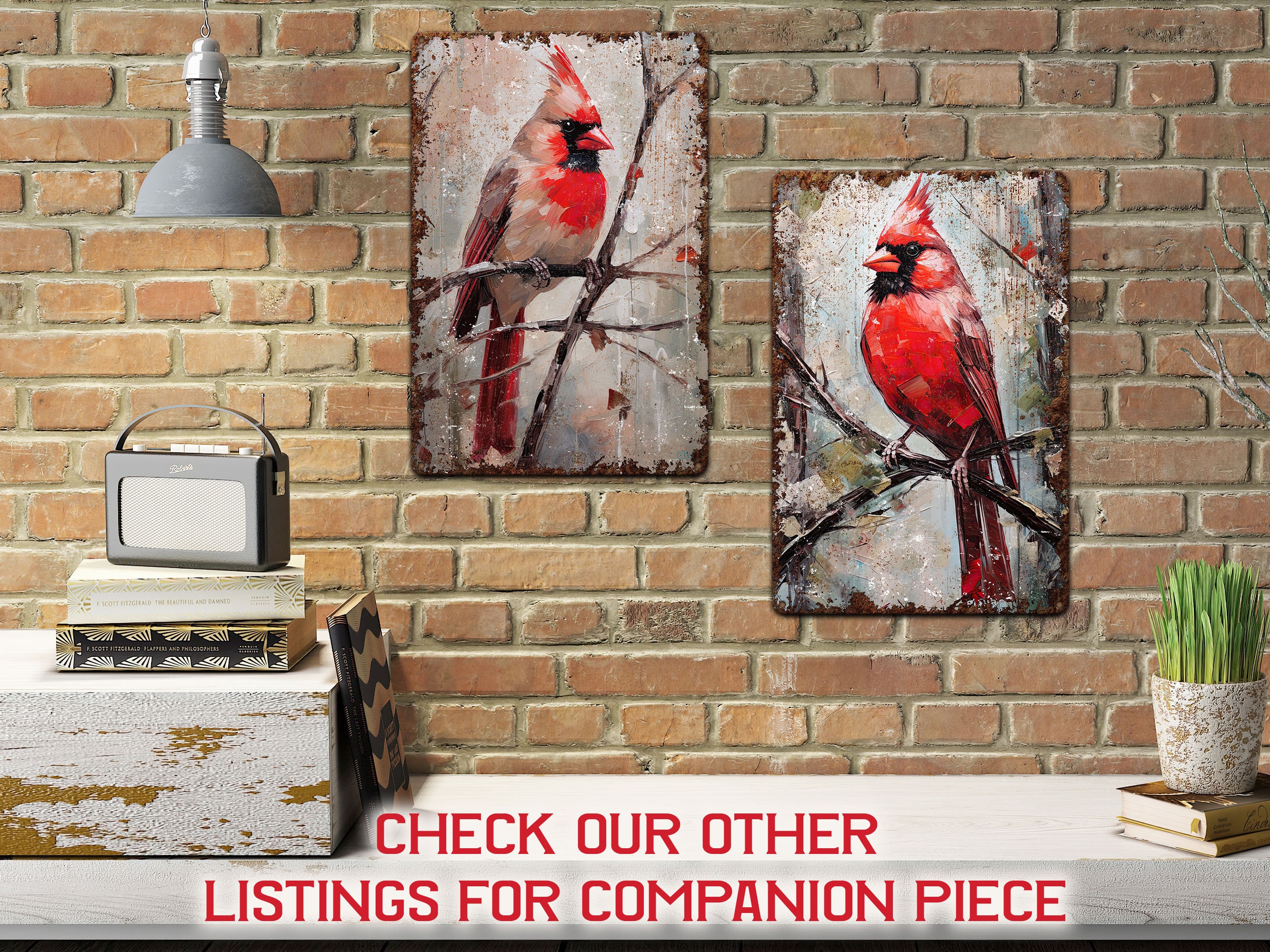 Male Cardinal Wall Decor Metal Sign Christmas Wall Art Mantle ...