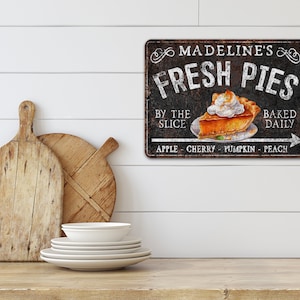 Custom FRESH PIES Metal Sign Personalized Name Porch Patio Door ...