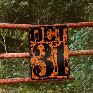 October 31 Number Date Halloween Metal Sign Decoration Modern Farmhouse ...