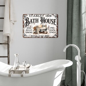 Personalized Custom BATH HOUSE Metal Bathroom Sign Decoration Modern ...