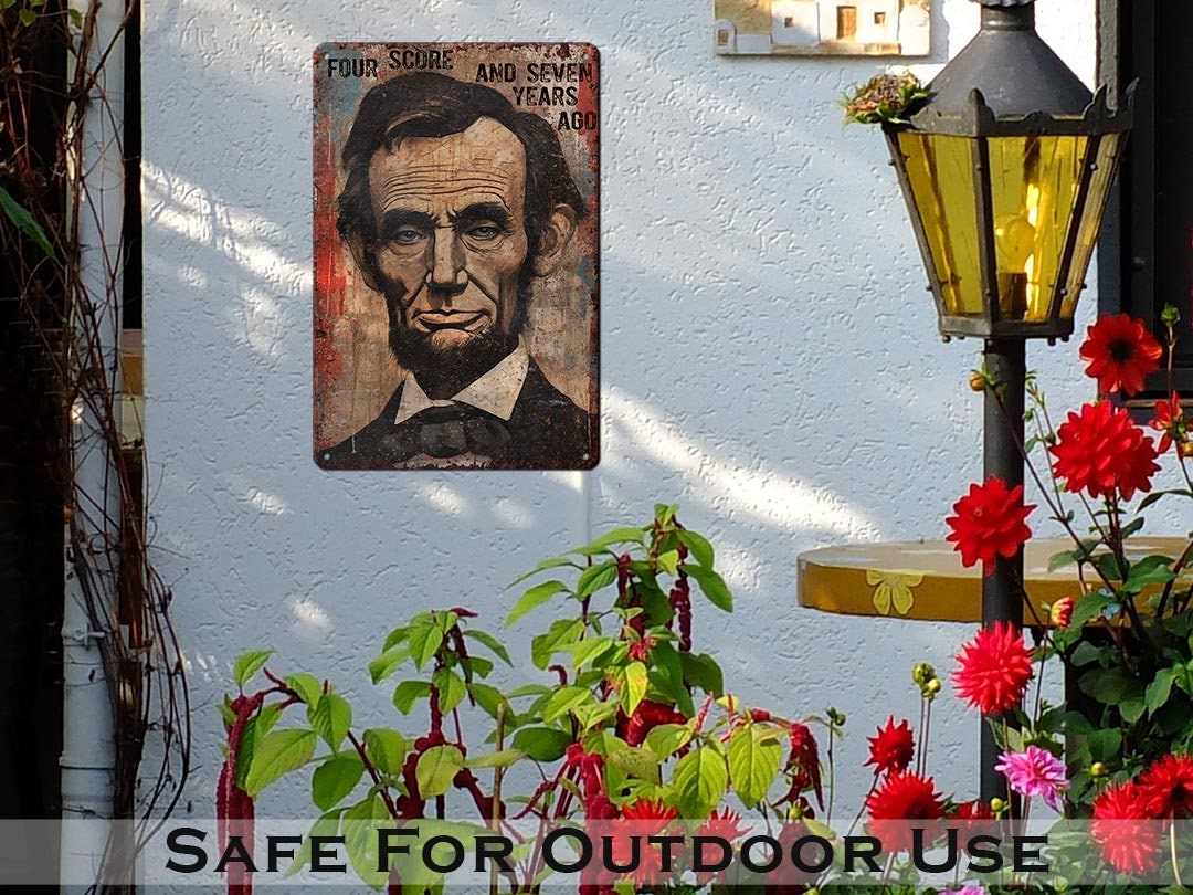 Primitive Rustic Abraham Lincoln Americana Art Sign Decor - Metal Folk ...