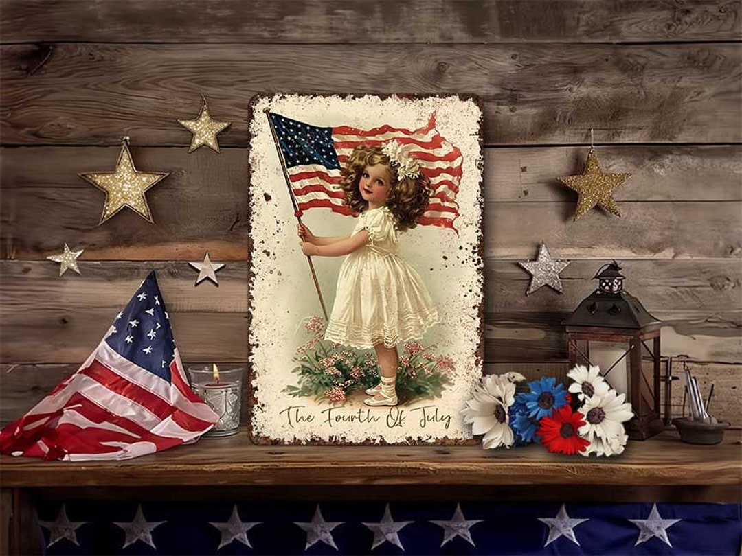 Primitive 4th of July Decor - Victorian Patriotic Art Sign - Rustic ...