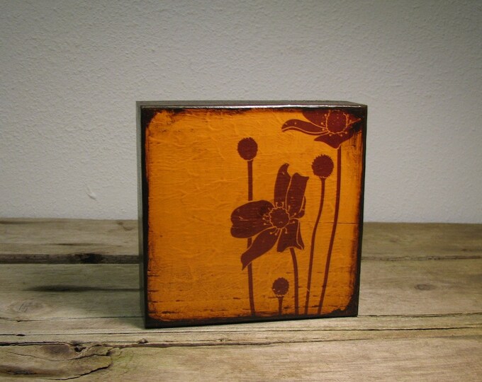 Art Block Painting Wall Hanging Flower Matchblox-1022 - Etsy