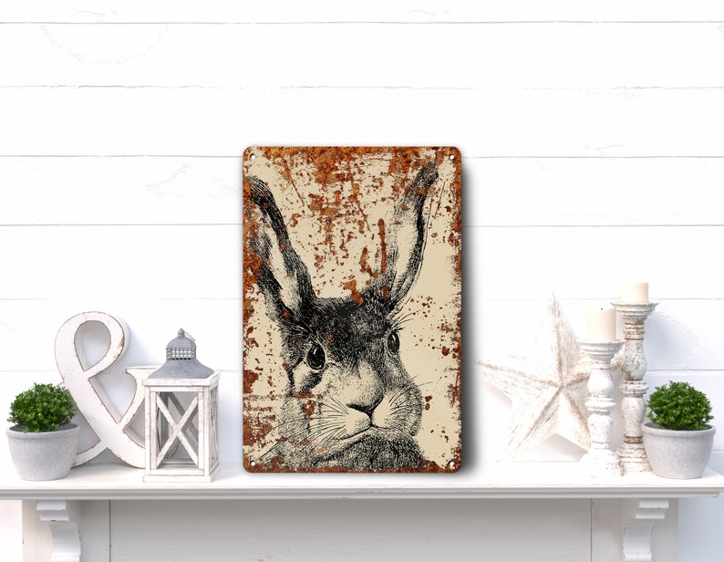 Metal Bunny Rabbit Sign Spring Easter Decoration Modern - Etsy