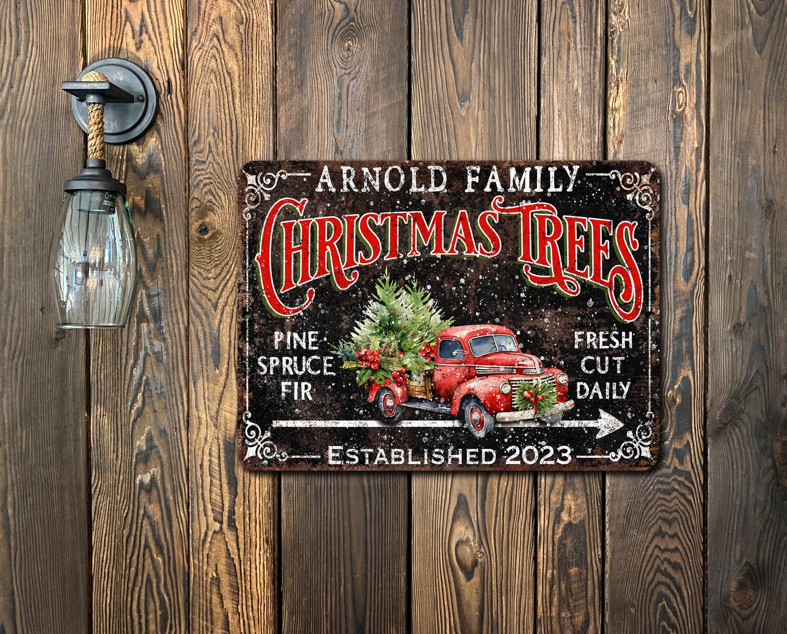Personalized Custom Christmas Tree Farm Metal Sign Decoration Modern ...