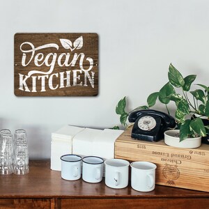 Vegan Kitchen Metal Sign Farmhouse Wall Decor Indoor Outdoor Faux Wood ...