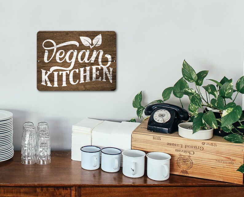 Vegan Kitchen Metal Sign Farmhouse Wall Decor Indoor Outdoor - Etsy