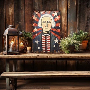 Primitive 4th of July Decor Folk Art of George Washington Wall Art Sign ...