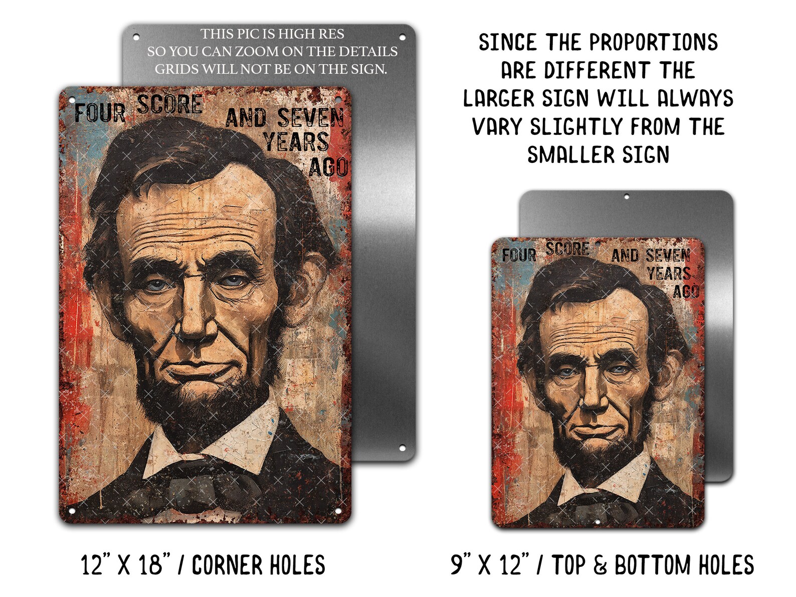 Primitive Rustic Abraham Lincoln Americana Art Sign Decor - Metal Folk ...