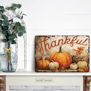 Thanksgiving Wall Decor Mantle Art Rustic Metal Sign - Indoor -outdoor ...