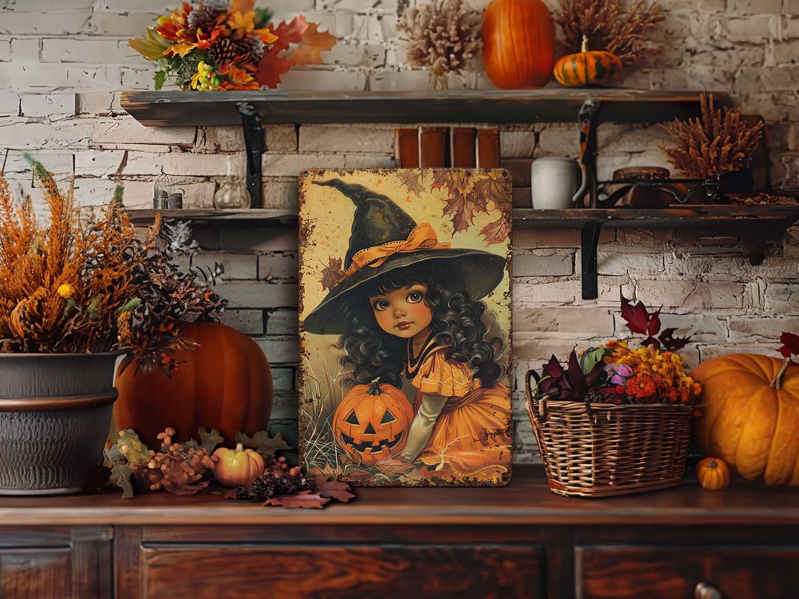 Cute Retro Kitsch Halloween Decor Art Sign - Mid Century Modern Mantle ...