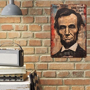Primitive Rustic Abraham Lincoln Americana Art Sign Decor - Metal Folk ...