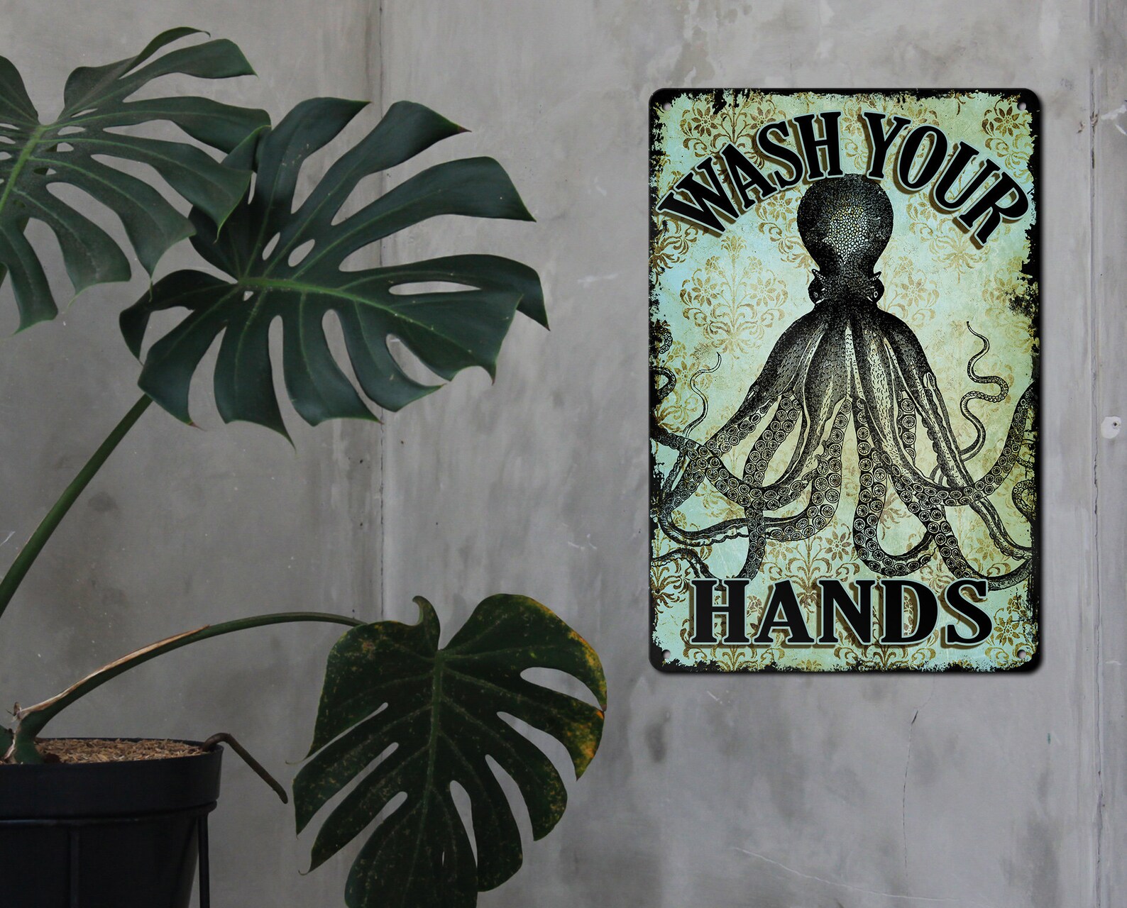 Octopus Wash Your Hands Bathroom Wall Decor Kitchen Art - Etsy