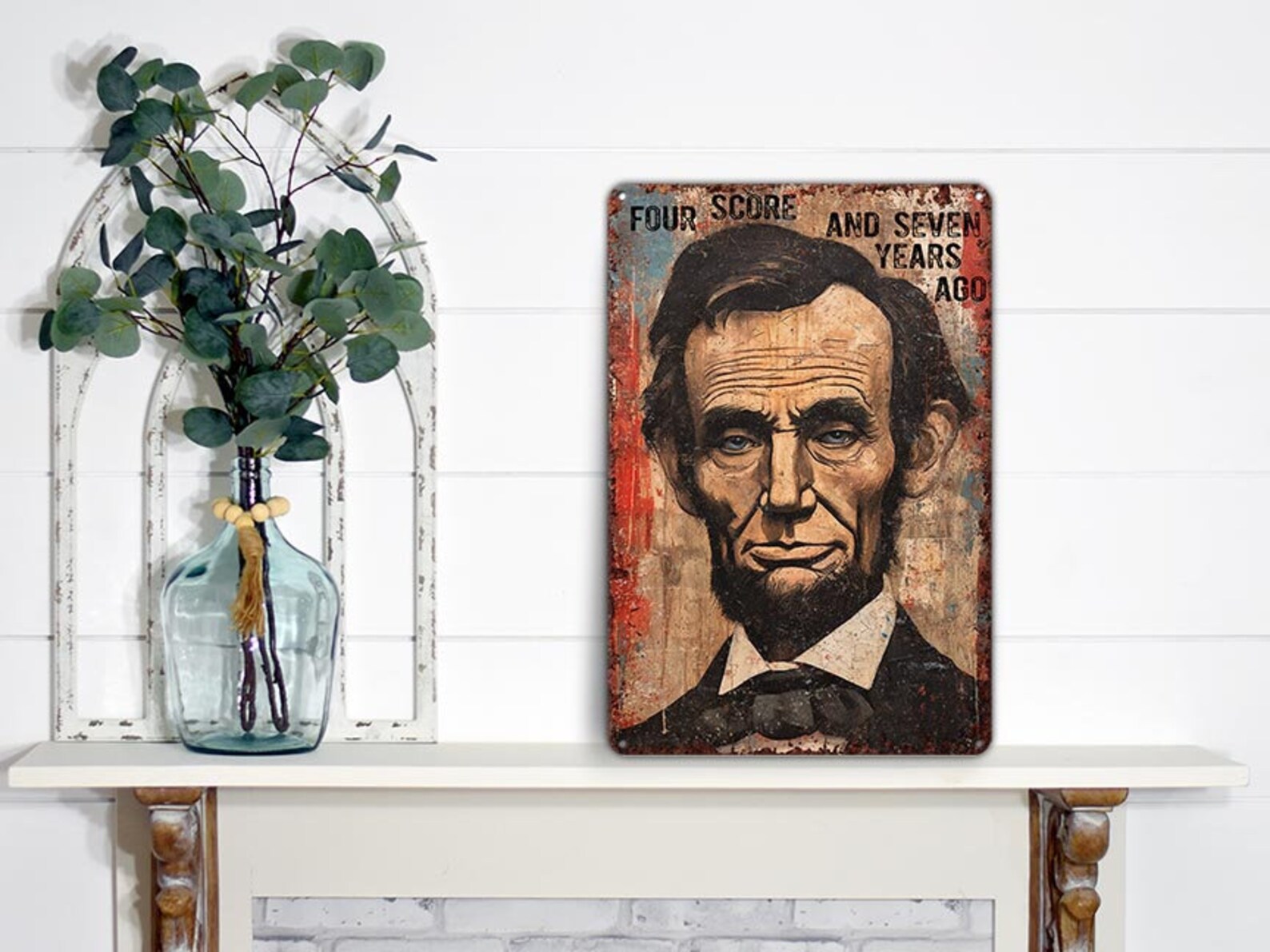Primitive Rustic Abraham Lincoln Americana Art Sign Decor - Metal Folk ...