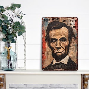 Primitive Rustic Abraham Lincoln Americana Art Sign Decor - Metal Folk ...