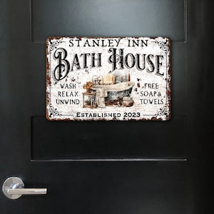 Personalized Custom BATH HOUSE Metal Bathroom Sign Decoration Modern ...