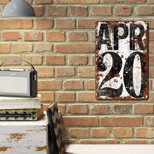 Custom Numbers Anniversary Date Sign Tin Metal Modern Farmhouse Rustic ...