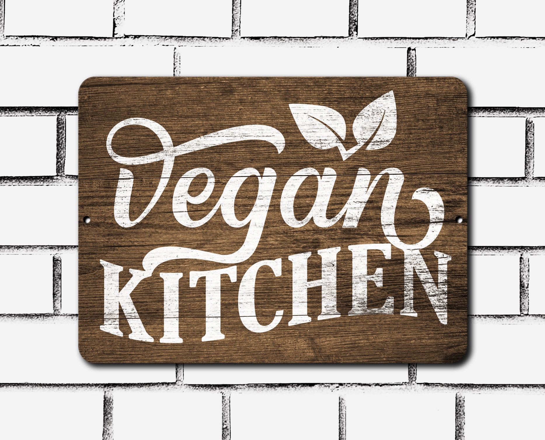 Vegan Kitchen Metal Sign Farmhouse Wall Decor Indoor Outdoor Faux Wood ...