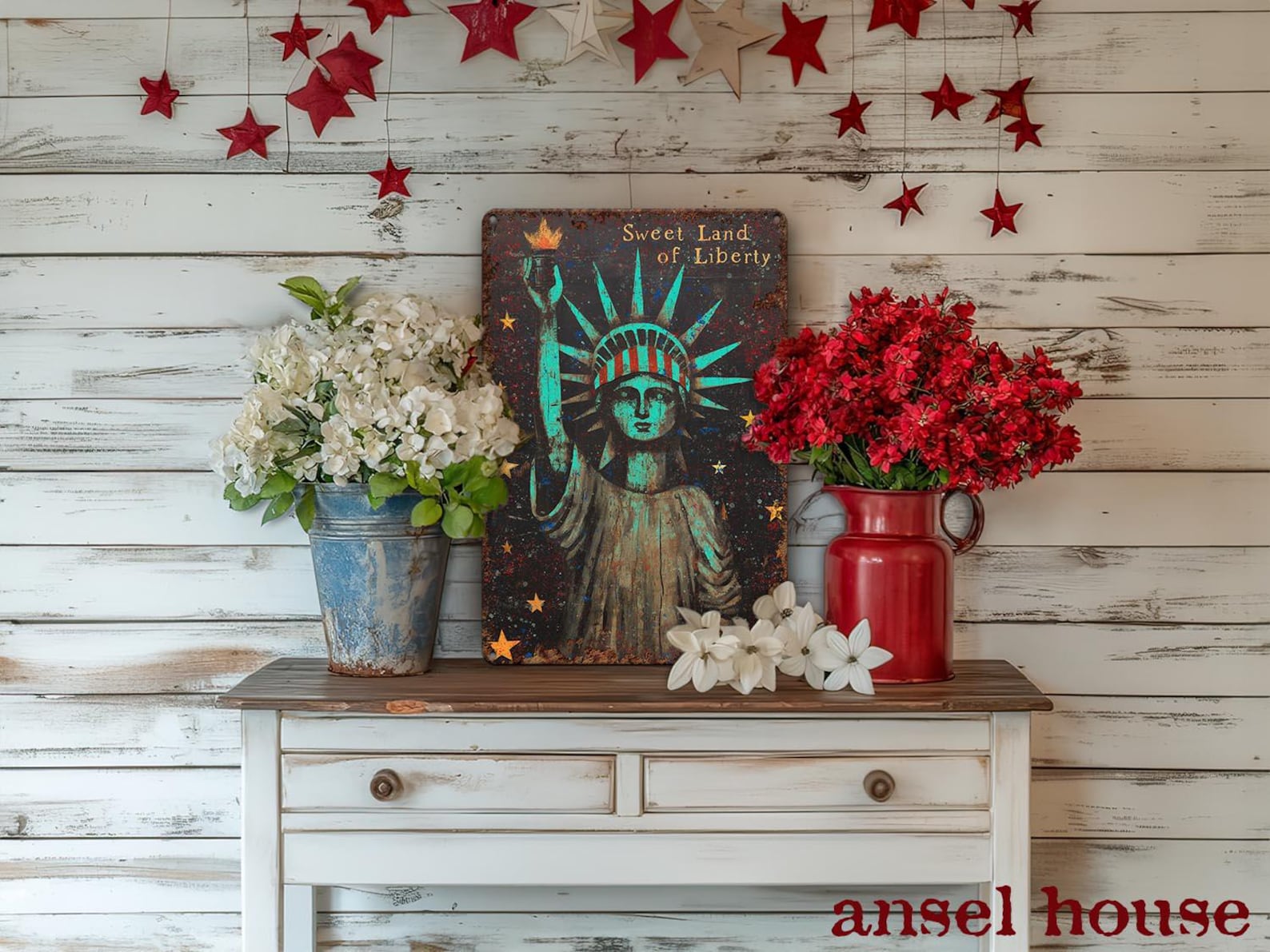 Primitive 4th of July Decor Metal Art Sign - Rustic Americana ...