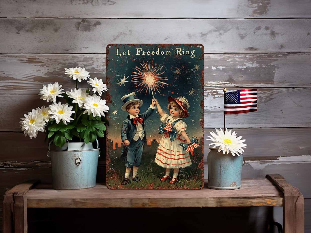 Primitive Victorian July 4th Decor - Vintage Postcard Art Sign ...