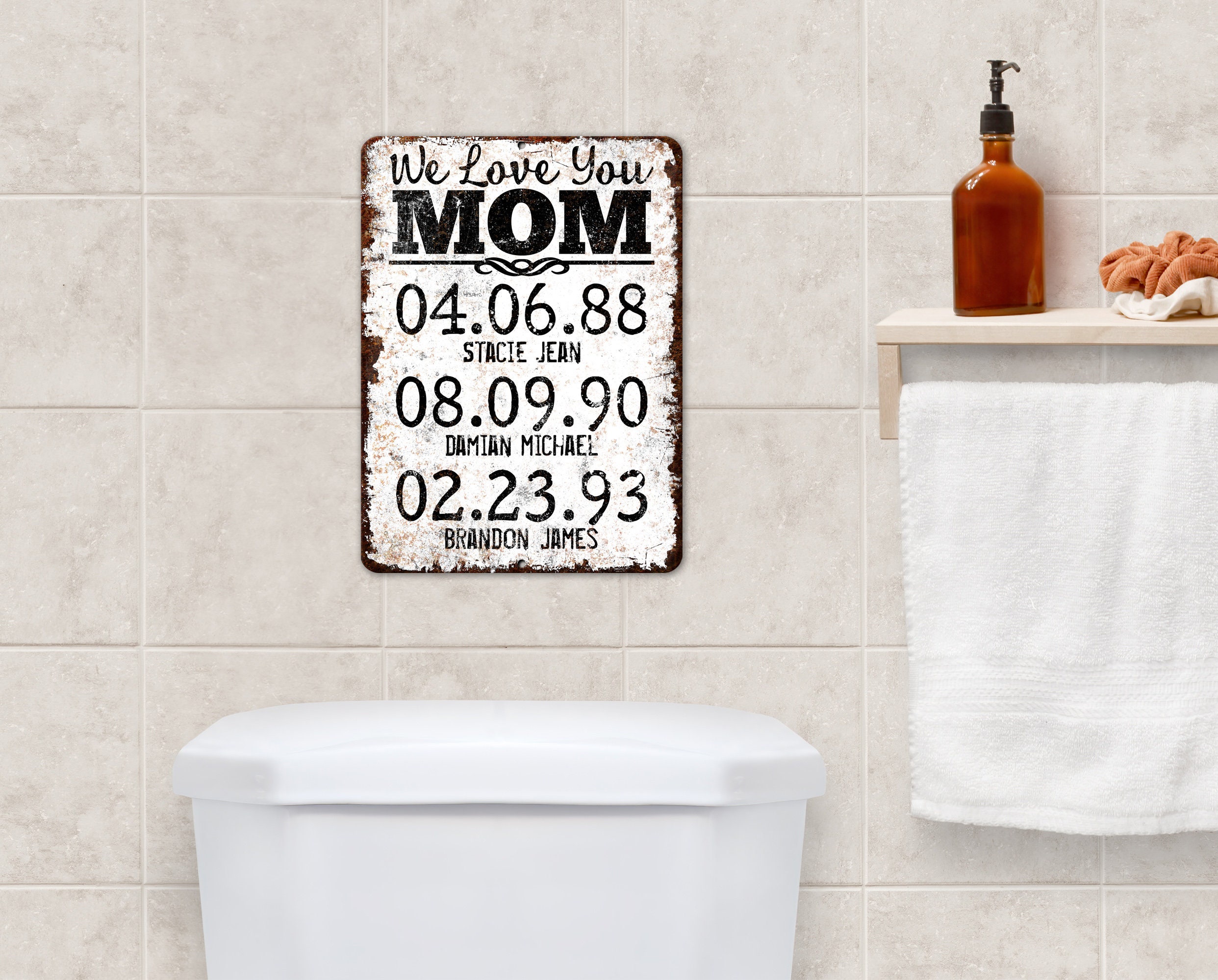 Mothers Day Gift Mom Sign With Kids Names and Birthdays Metal | Etsy