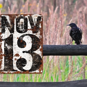 Custom Numbers Anniversary Date Sign Tin Metal Modern Farmhouse Rustic ...