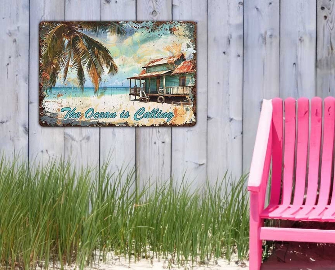 Coastal Beach Decor Ocean Art Sign - Rustic Backyard Porch Bathroom ...