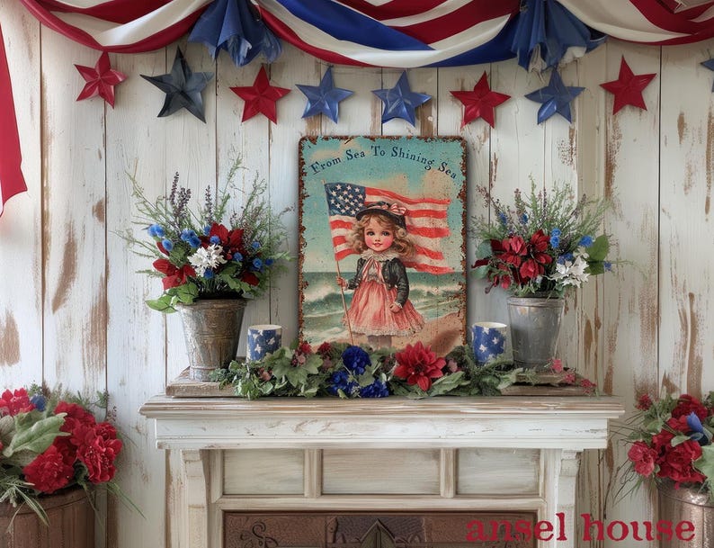 Primitive 4th of July Decor - Victorian Patriotic Art Sign Rustic ...