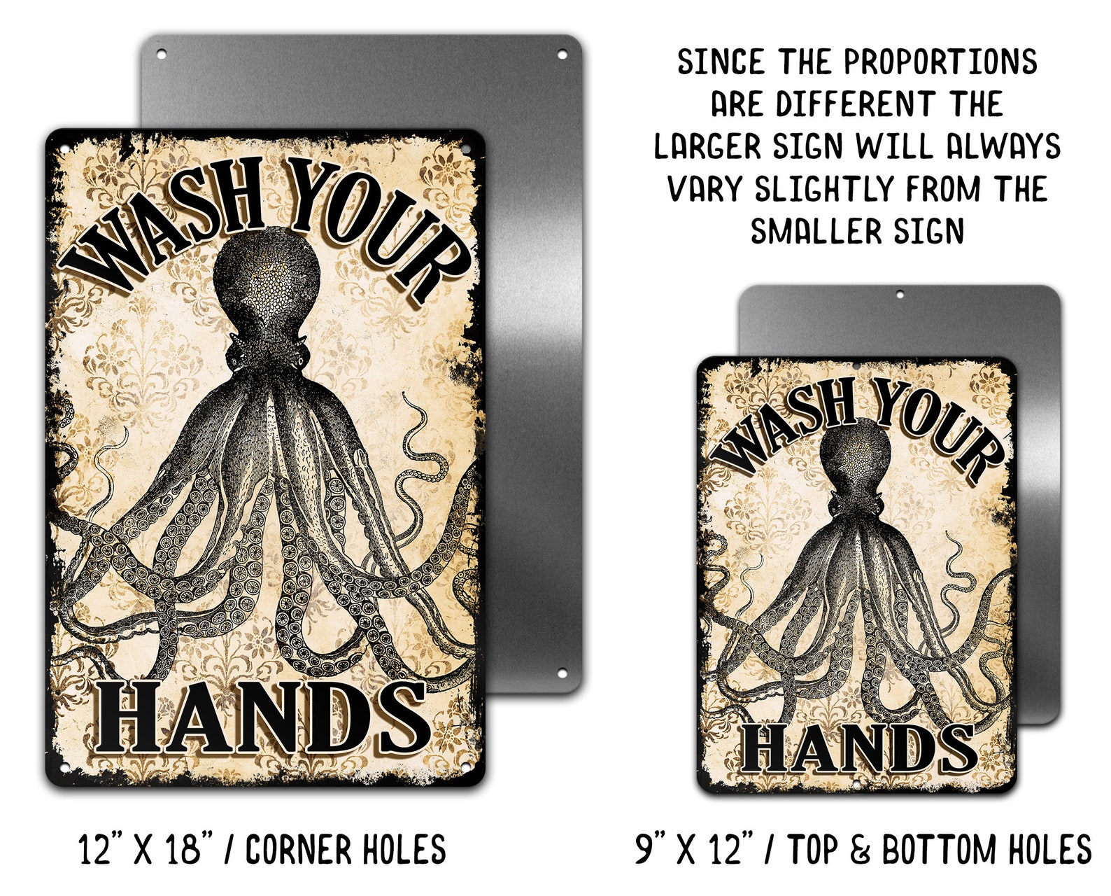 Octopus Wash Your Hands Bathroom Wall Decor Kitchen Art - Etsy