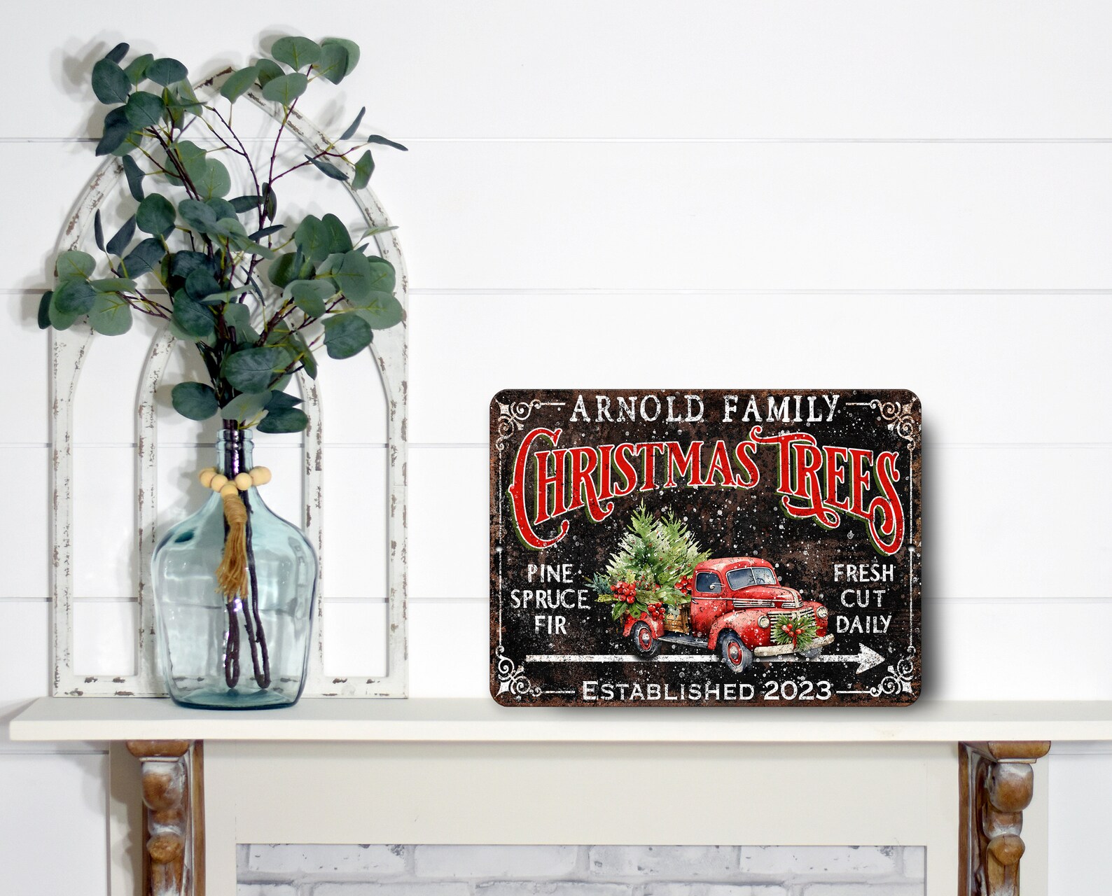 Personalized Custom Christmas Tree Farm Metal Sign Decoration Modern ...