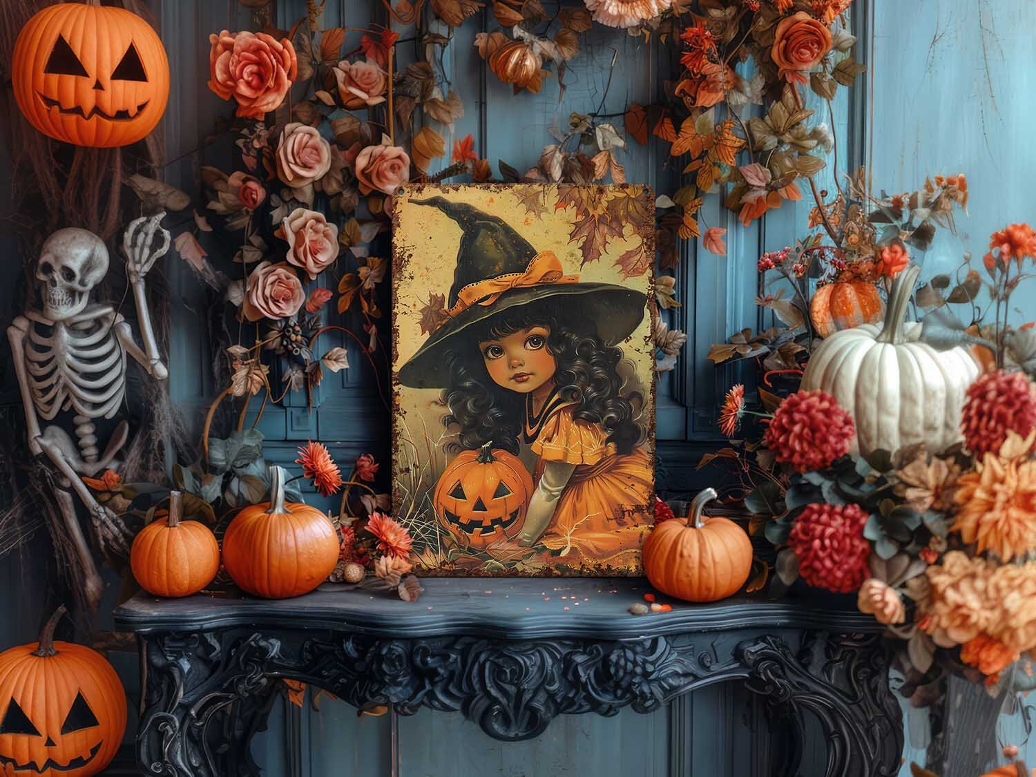 Cute Retro Kitsch Halloween Decor Art Sign - Mid Century Modern Mantle ...