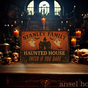 Custom Halloween Haunted House Metal Sign – Primitive Rustic ...