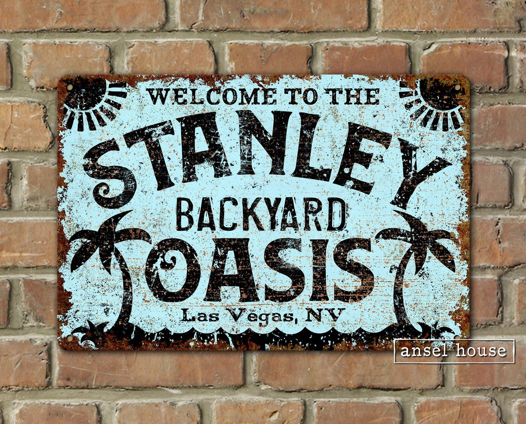 Backyard Oasis Patio Welcome Sign Custom Personalized Family Last Name ...