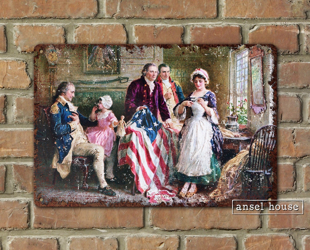 Printed Metal American Flag Art Sign Independence Day Decoration 4th of ...